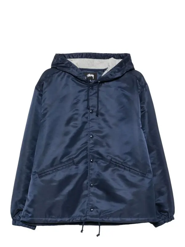 StÜssy Hooded Casual Jacket With Snap Closure - Blue