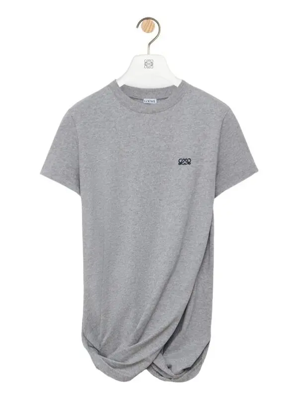 Loewe Logo T-shirt With Twisted Drape - Grey