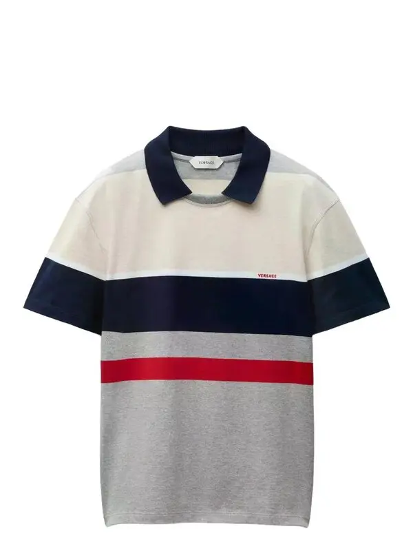 Versace Striped Cotton-jersey T-shirt - Grey