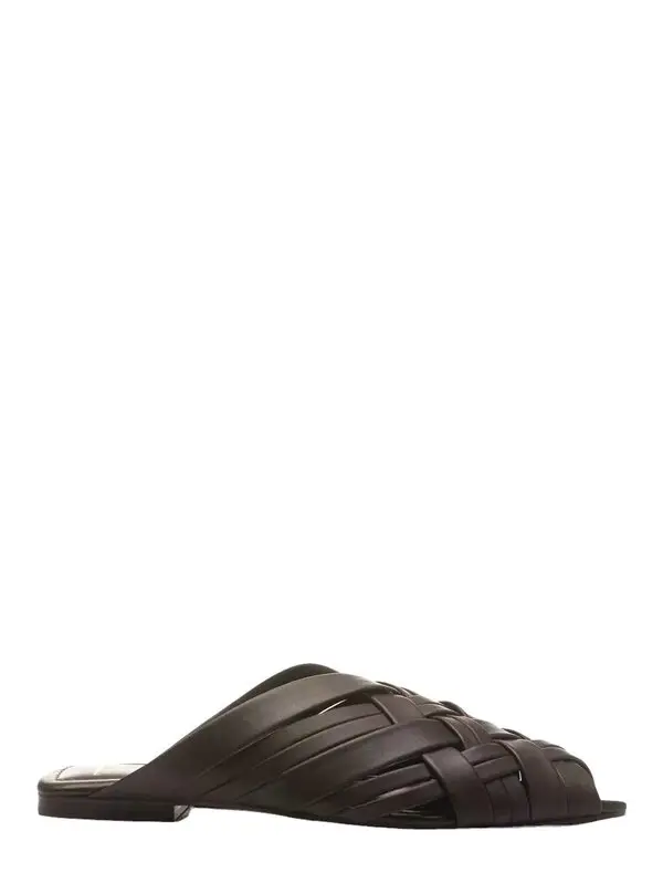 SPAZIO CORRIDONI 1 Woven Leather Flat Sandals - Brown