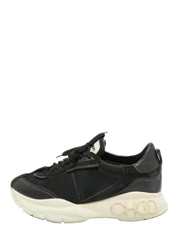 JIMMY CHOO Raine Leather Mesh Sneakers - Black