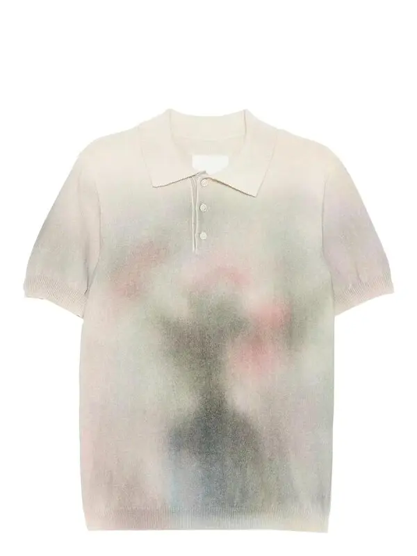 MAISON MARGIELA Spray-effect Knitted Polo Shirt - Neutrals