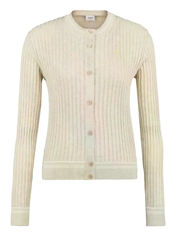 TOD'S Ribbed-knit Buttoned Cardigan - Neutrals