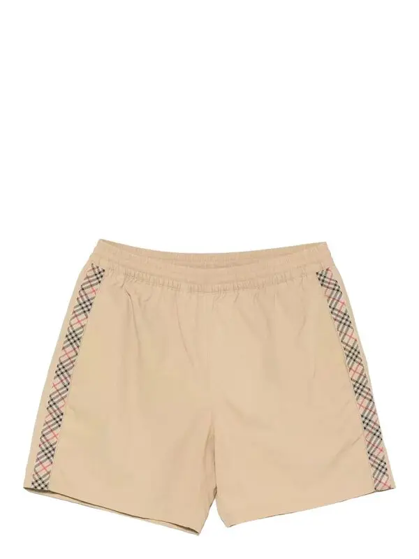 Burberry Check-stripe Swim Shorts - Neutrals