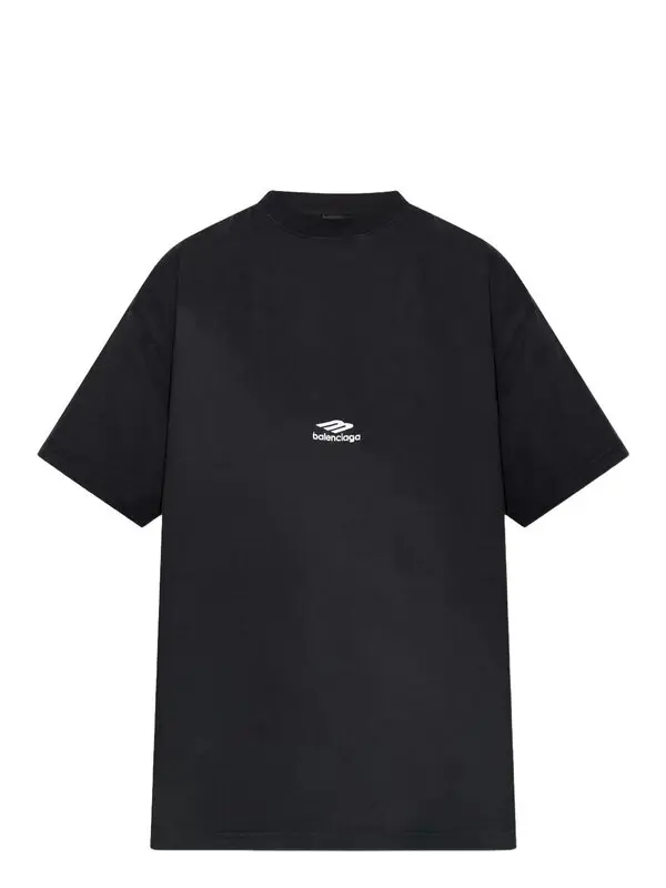 Balenciaga Logo-embroidered T-shirt - Black