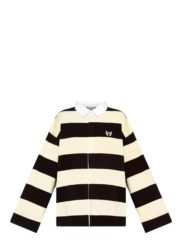 Balenciaga Striped Logo-embroidered Shirt - Brown