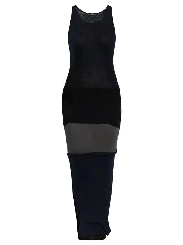Balenciaga Ribbed Layered Cut-out Maxi Dress - Black