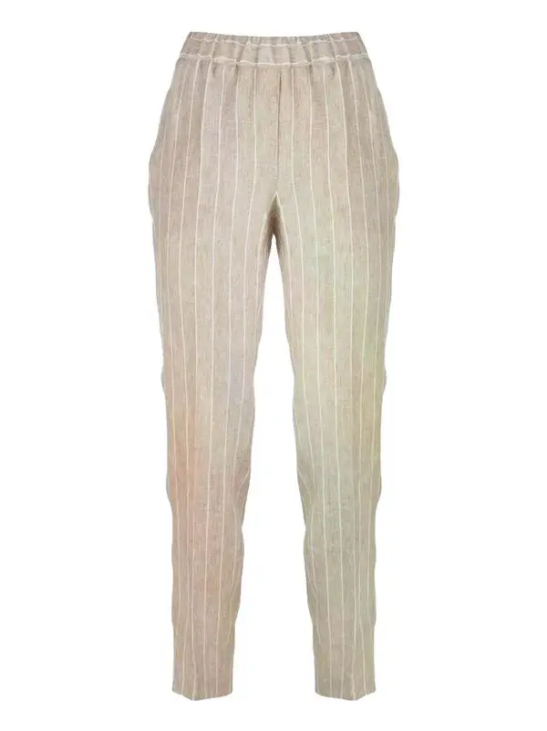 Peserico Vertical Stripe Elasticated Waistband Trousers - Neutrals