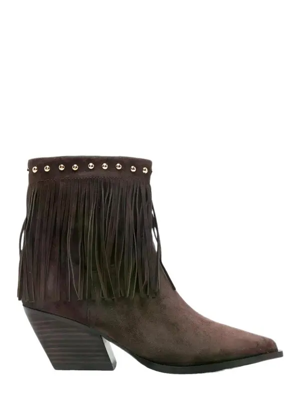 MARC ELLIS Embellished Suede Ankle Boots - Brown