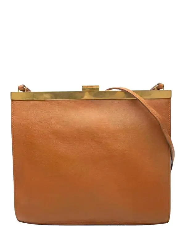 Celine Leather Clasp Crossbody Bag - Brown
