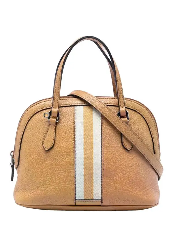Gucci Mini Calfskin Web Dome Satchel - Brown