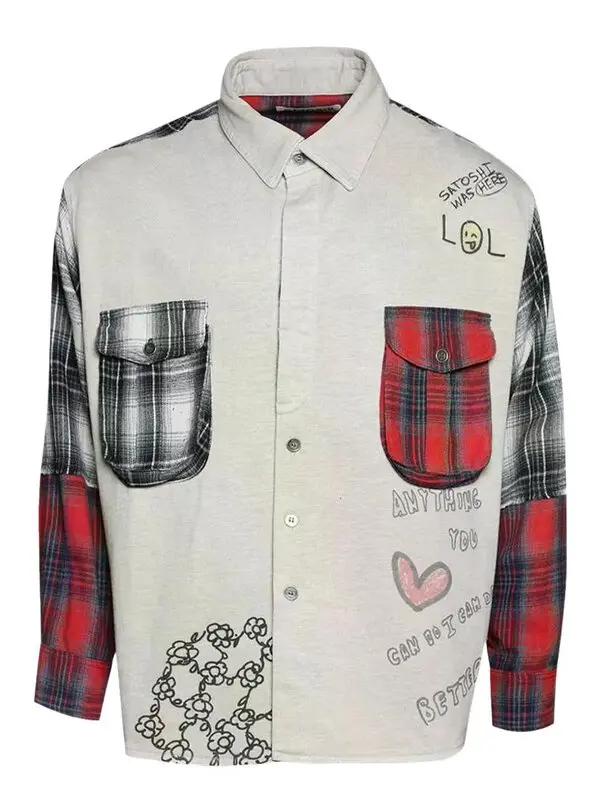 SATOSHI NAKAMOTO Flannel Patchwork Shirt - Neutrals