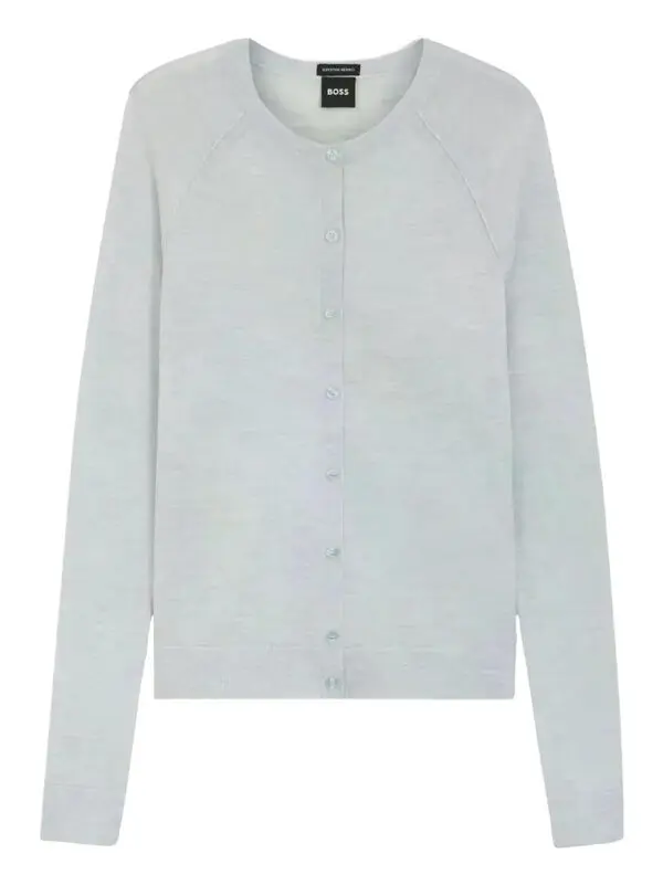 BOSS Wool Raglan Sleeve Cardigan - Grey