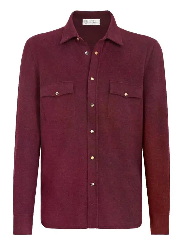 Brunello Cucinelli Virgin Wool, Cashmere And Silk Knit Shirt - Red