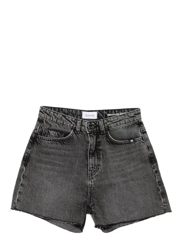 AMISH SUPPLIES Acid Wash Frayed Hem Shorts - Red