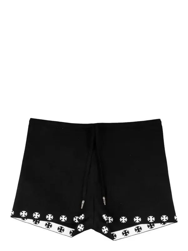 Chrome Hearts Boyshorts With Cross Print And Drawstring - Black
