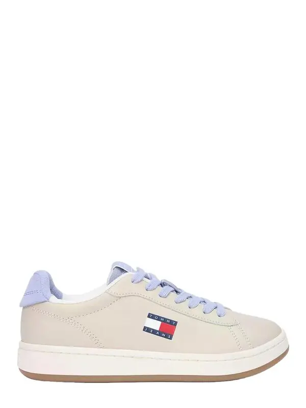 Tommy Hilfiger Logo-patch Leather Sneakers - Neutrals