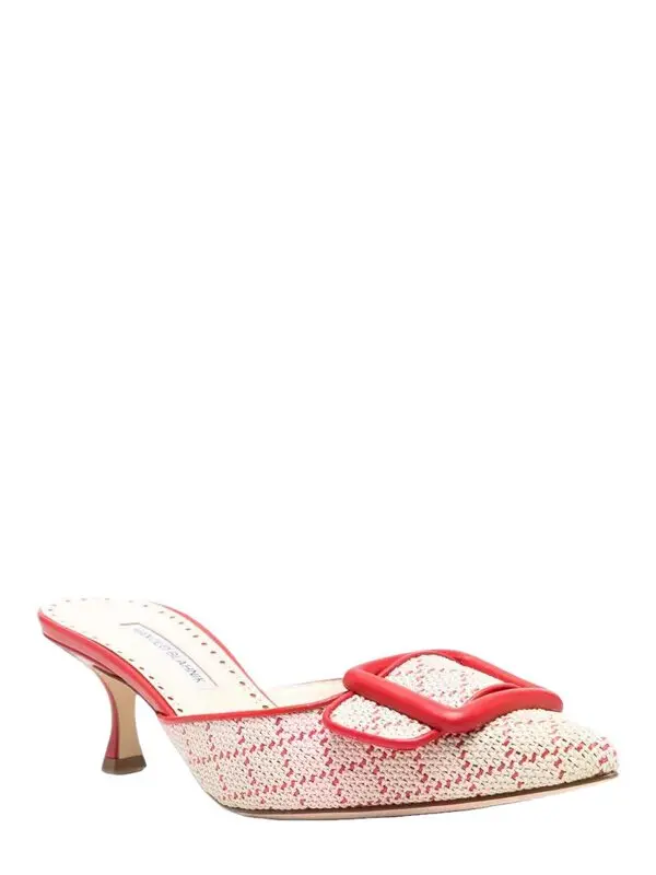 Manolo Blahnik Maysalebi Embellished Mules - Neutrals