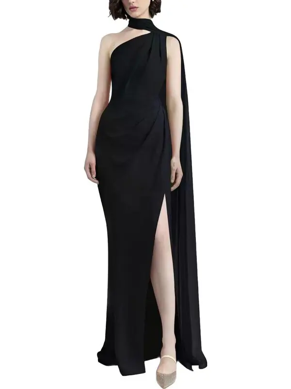 GEMY MAALOUF One-shoulder Draped Gown - Black