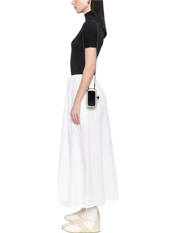 Bottega Veneta Bicolor Gilded Waxed Leather Knot Clutch With Chain Crossbody Bag - Black