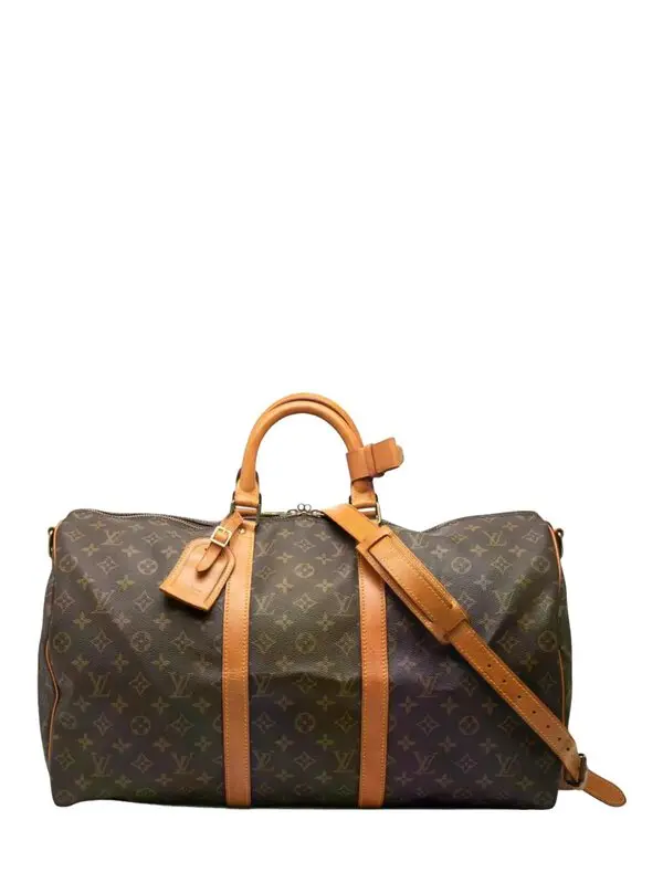 LOUIS VUITTON Monogram Keepall Bandouliere 50 Travel Bag - Brown