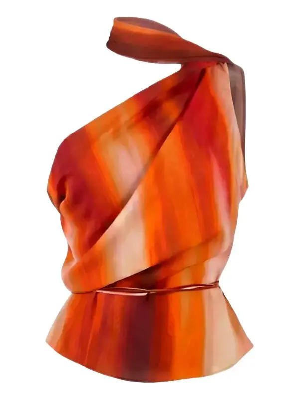 LAQUAN SMITH One-shoulder Top With Scarf Detail - Orange