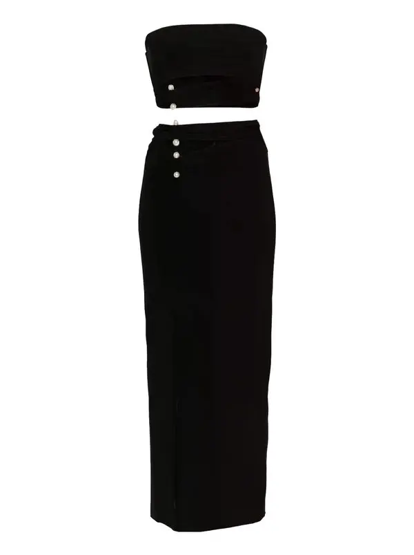 NISSA Faux Pearl-embellished Skirt Set - Black