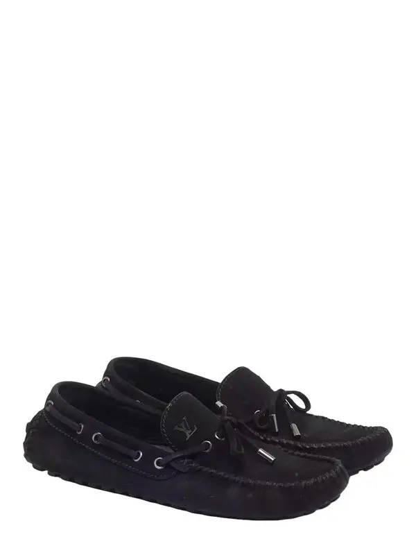 LOUIS VUITTON Suede Loafers With Bow Detailing - Black