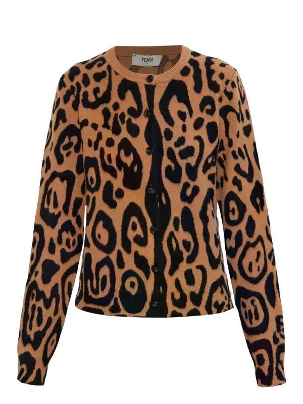Fendi Animal Print Cardigan - Brown