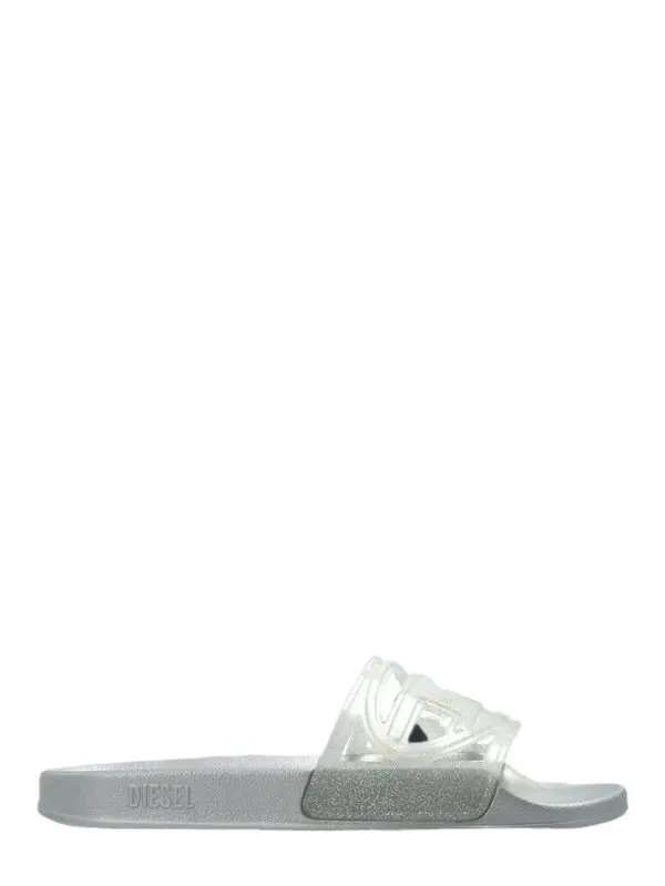 DIESEL® Sa-clyde Glitter-effect Logo-plaque Slides - Grey
