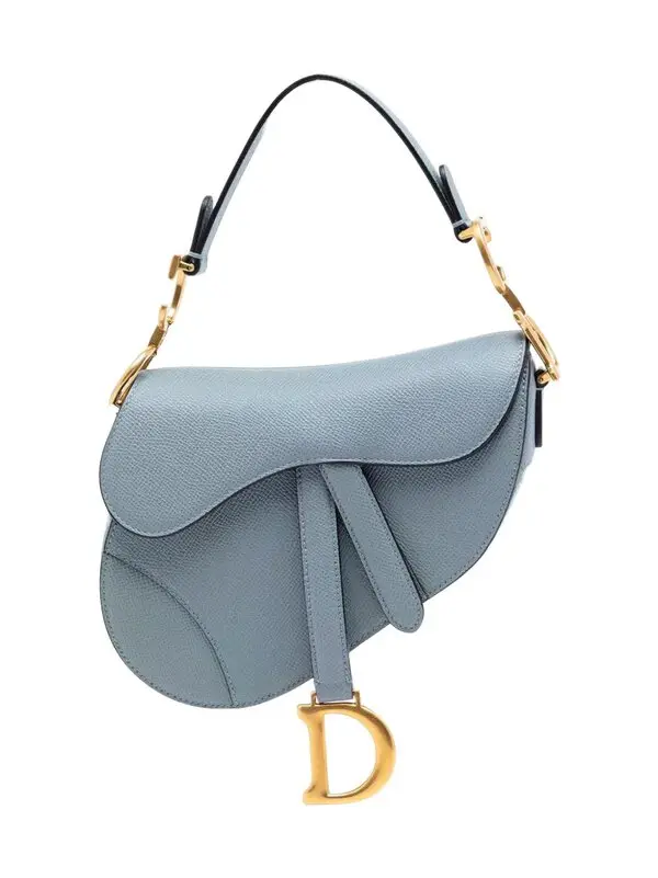 Dior Grained Calfskin Saddle Bag Shoulder Bag - Blue