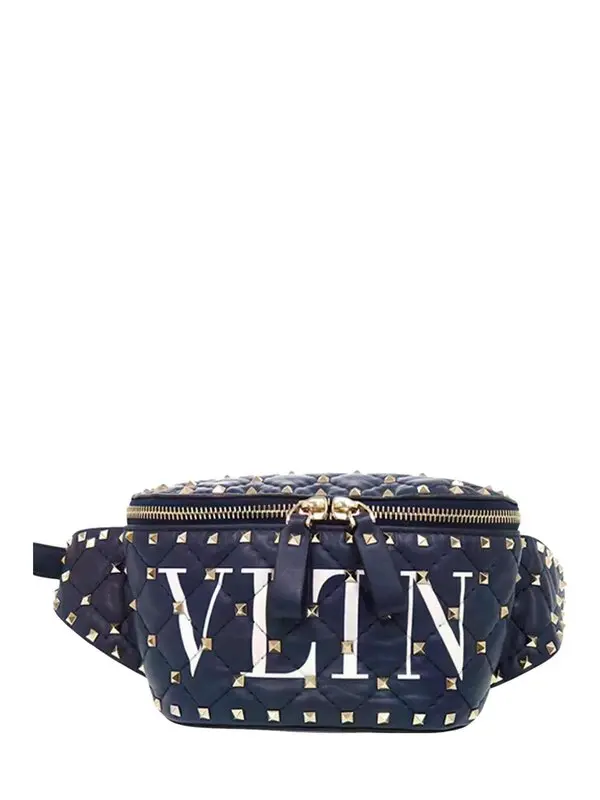 Valentino Garavani Quilted Lambskin Rockstud Spike Belt Bag - Blue