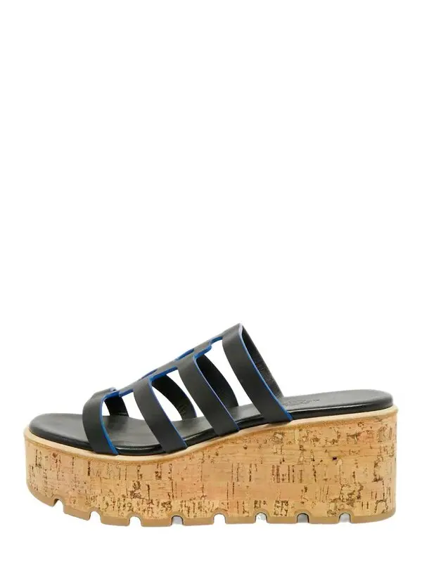 Hermès Isabella Cork Wedge Sandals - Black