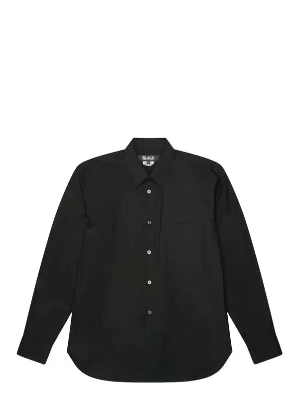 Comme Des Garçons Patch-pocket Shirt With Ruffled Detailing - Black
