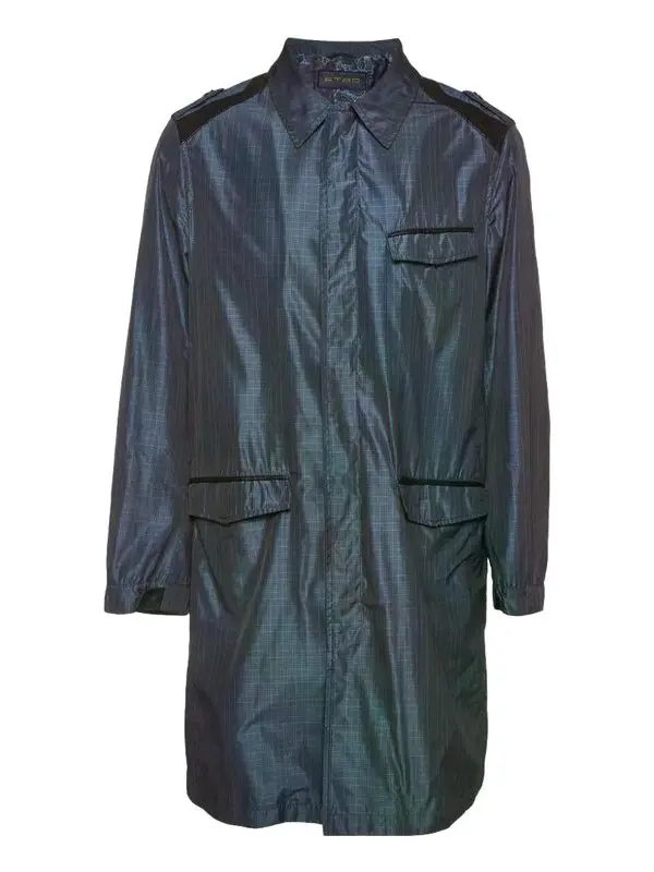Etro Check-pattern Coat - Blue