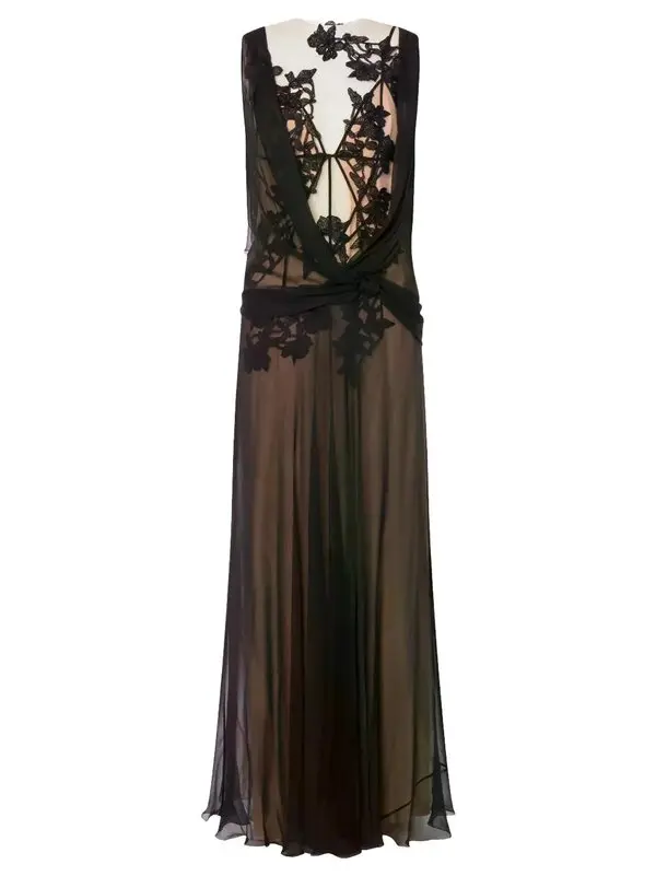 Alberta Ferretti Sleeveless Silk Maxi Dress - Black