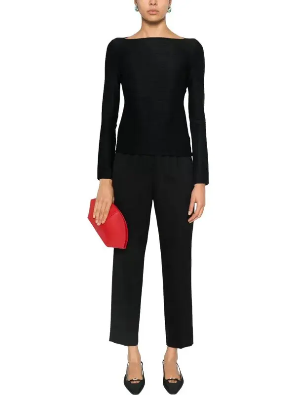 Emporio Armani Striped Jersey Top - Black