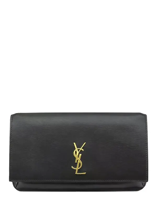 Saint Laurent Smooth Calfskin Monogram Cassandre Phone Holder Crossbody Bag - Black