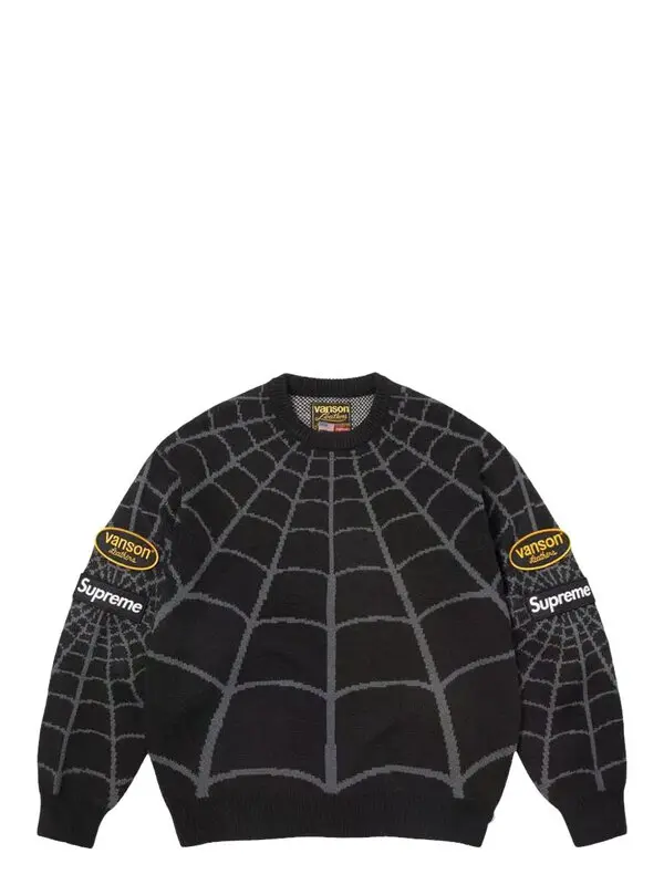 Supreme X Vanson Leathers X Marvel Spider-man Intarsia-knit Sweater - Black