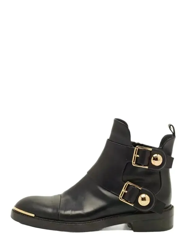 LOUIS VUITTON Buckled Leather Ankle Boots - Black