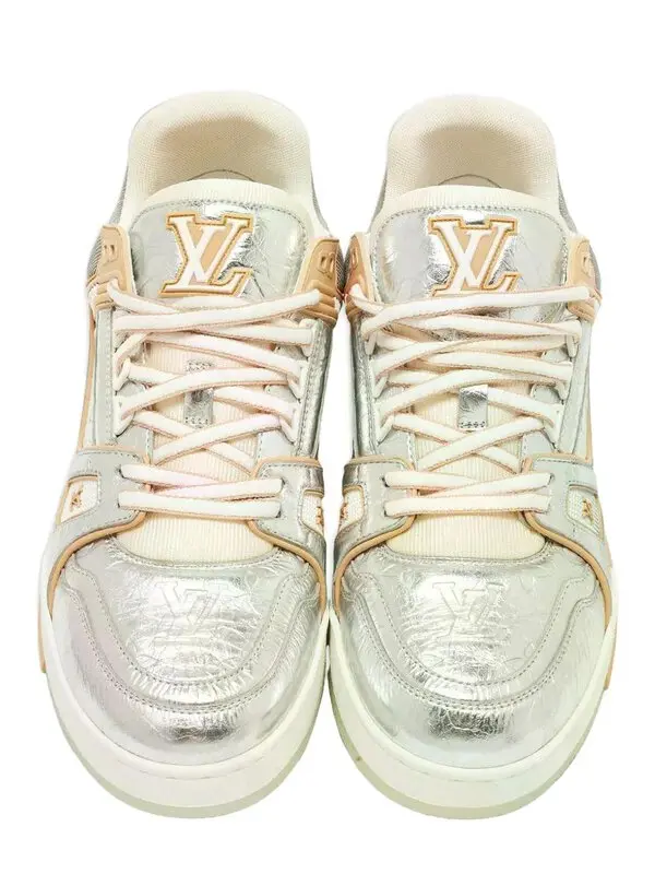 LOUIS VUITTON Monogram Leather Sneakers - Silver