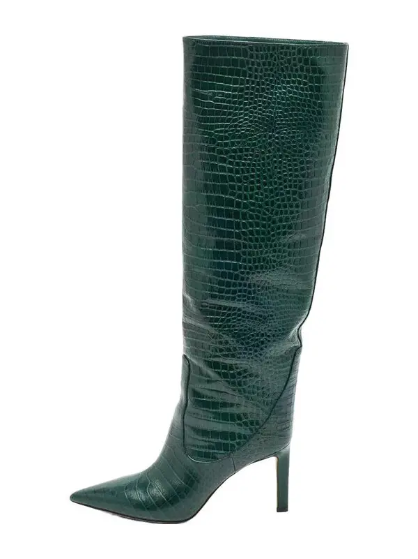 JIMMY CHOO Mavis Croc-embossed Leather Boots - Green