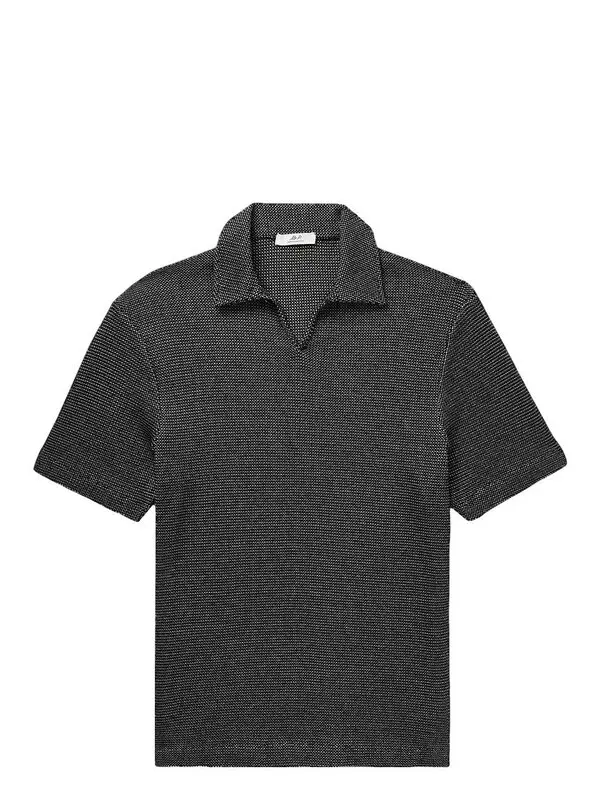Mr P. Waffleknit Cotton Polo Shirt - Black