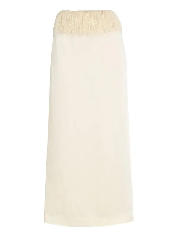 TOTEME Fringed Satin-crepe Midi Skirt - Ecru