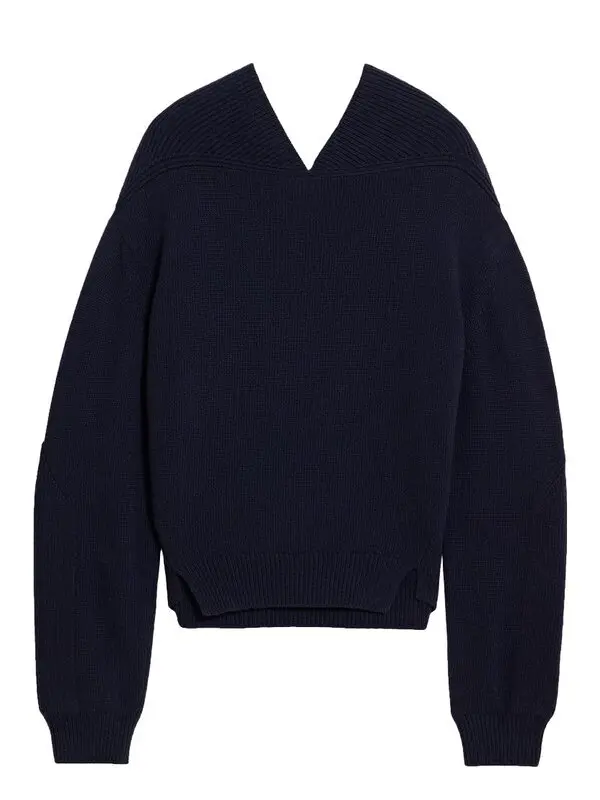 Victoria Beckham Wool And Cashmere-blend Sweater - Navy