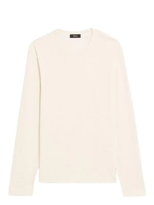 Theory Delroy Ribbed Cotton And Modalblend Tshirt - Ivory