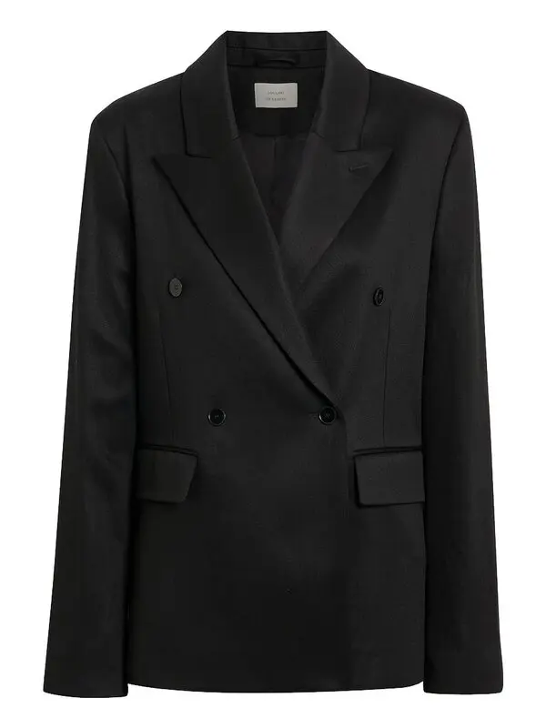 Loulou De Saison Double-breasted Wool-blend Twill Blazer - Black