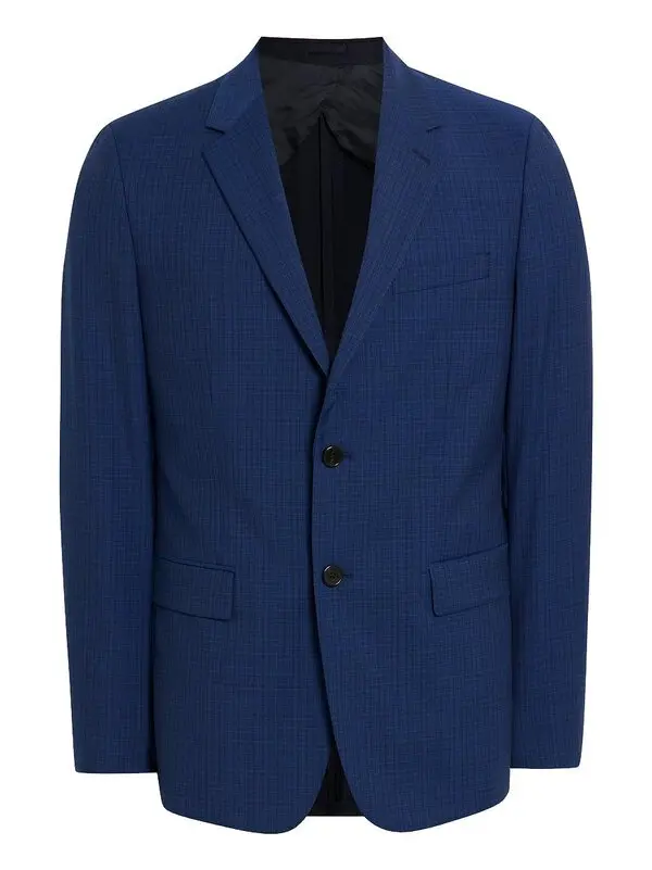 Theory Chambers Checked Wool Suit Jacket - Navy