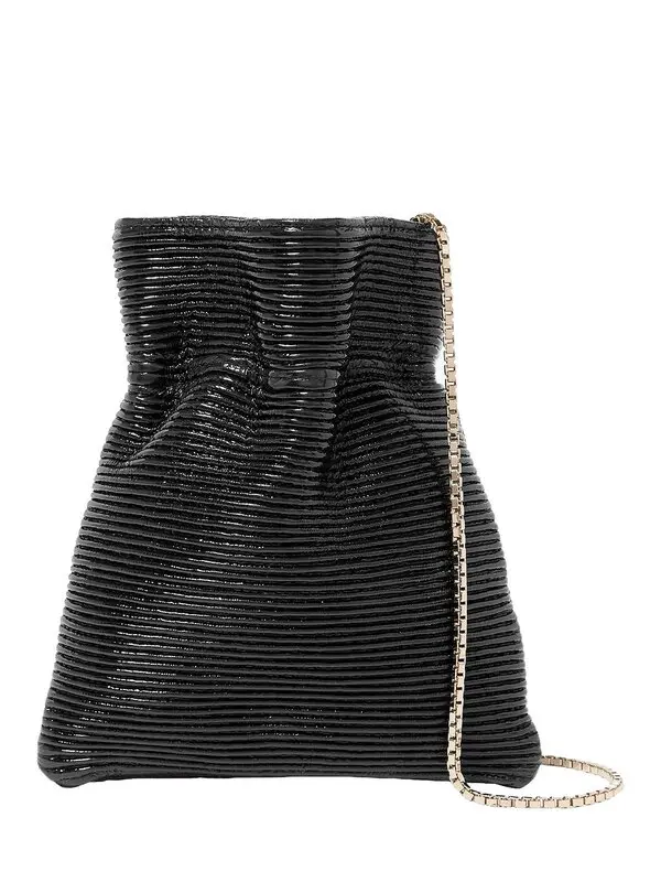 TL 180 Ribbed Patent Leather Convertible Belt Bag - Black