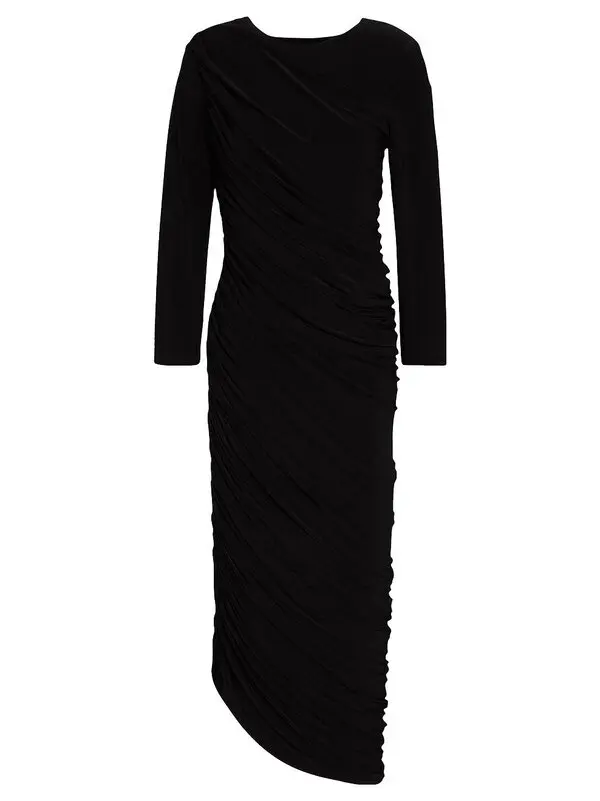 Norma Kamali Ruched Stretch-jersey Midi Dress - Black